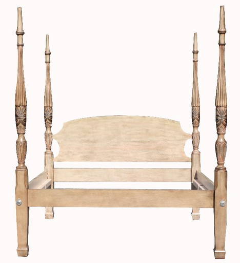 Queen Sized White Washed 4 Poster Bed