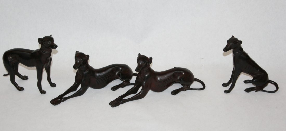 Lot of 4 small bronze greyhound dog statues - Jan 01, 2014 | King ...