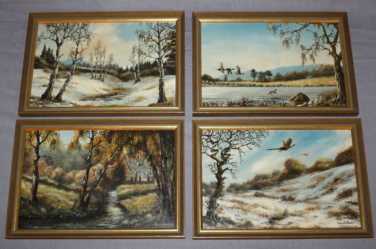 Charles Comber Lot Of 4 Oil On Boards