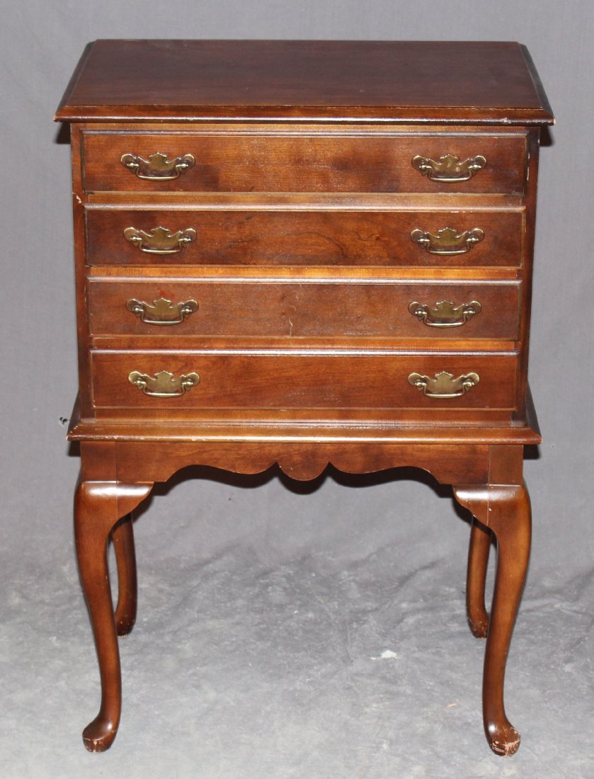 Mahogany Queen Ann silver chest on legs