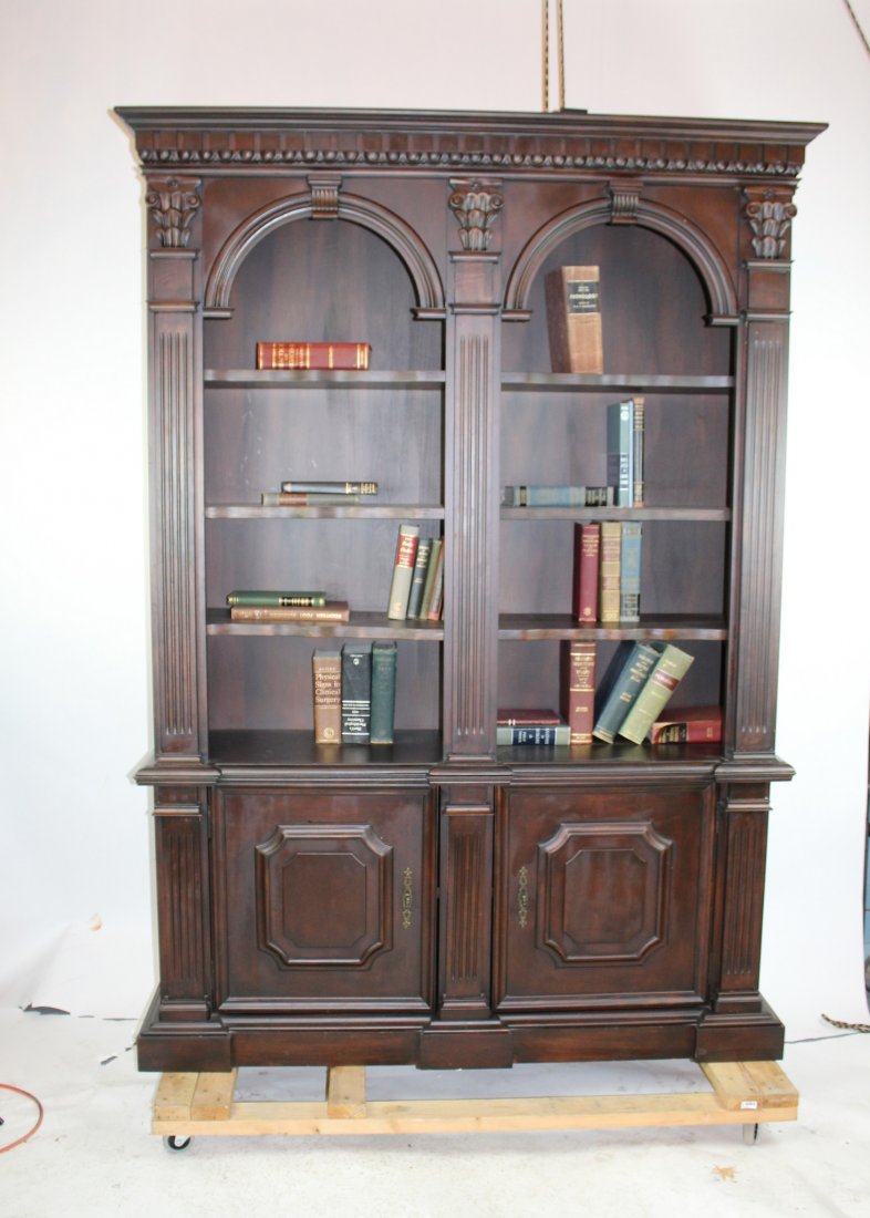 Mahogany double arch open top bookcase