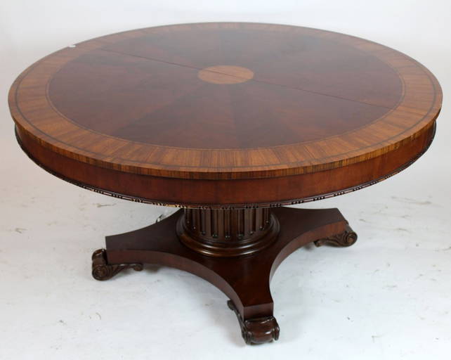 Ethan Allen Mahogany Pedestal Base Dining Table