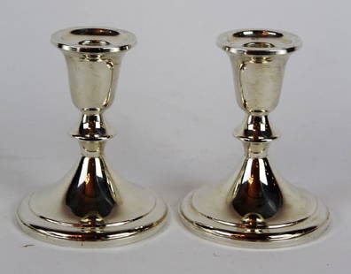 Pr Towle Sterling Silver Weighted 4" Candlesticks