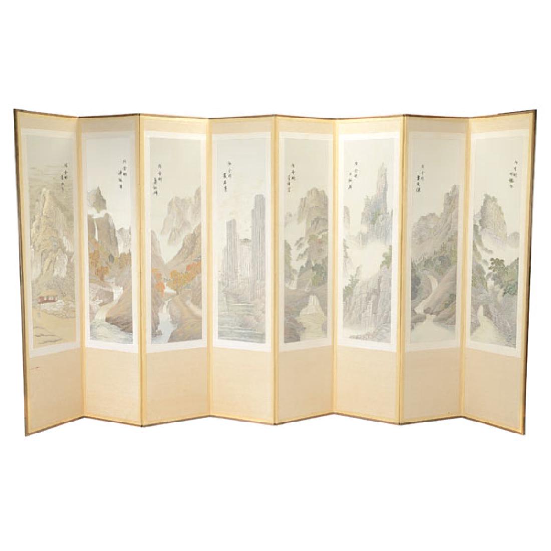 A Korean 8-Panel Embroidered Folding Screen, 20th