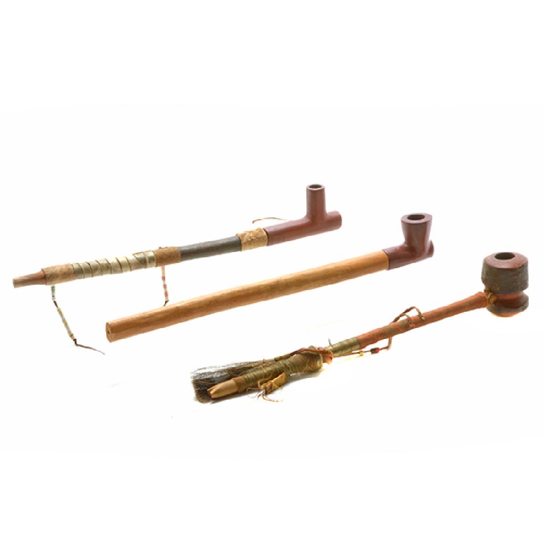 Three Native American Catlinite Pipes