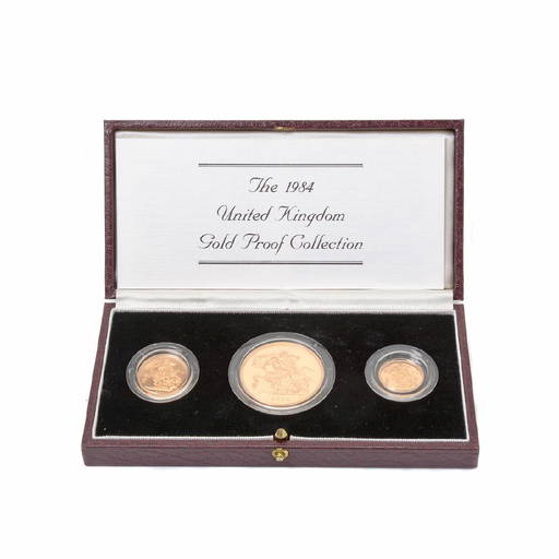 Uk 1984 Proof Set Of Three Coins