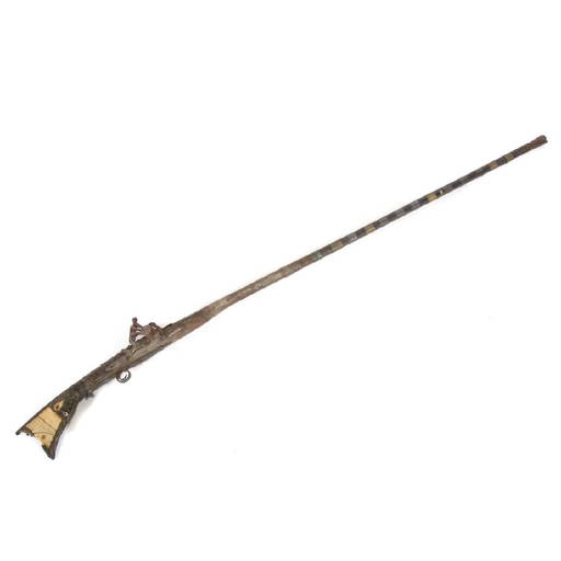 Anglo Indian Bone And Brass Flintlock Rifle