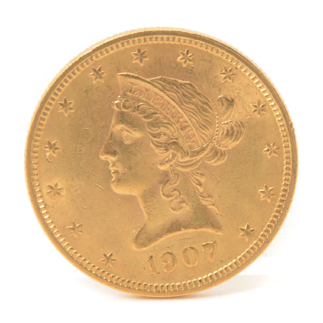 Us 1907 Gold $10.00 Liberty Head Coin