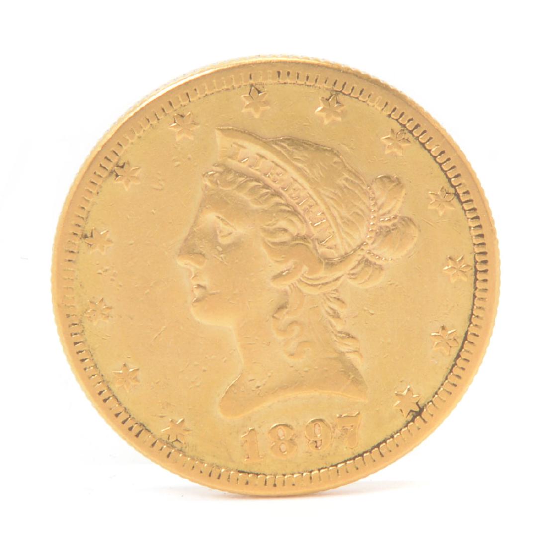 Us 1897(s) Gold $10.00 Liberty Head Coin