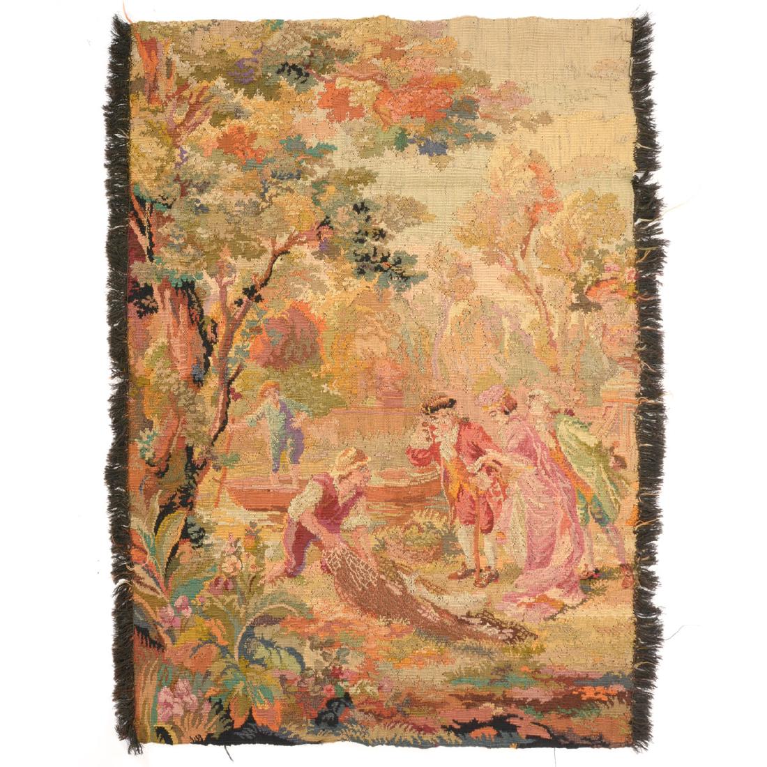 French Rococo Revival Pictorial Tapestry Of Garden