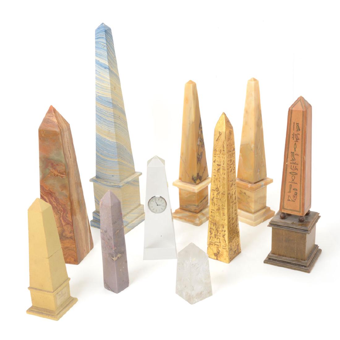 Ten Decorative Obelisks Made of Marble and Other Media