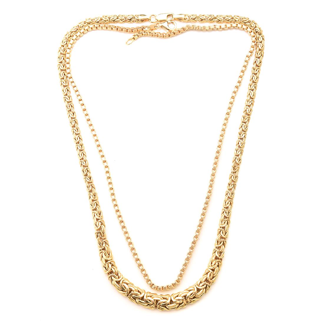 Collection Of Two 14k Yellow Gold Neck Chains.