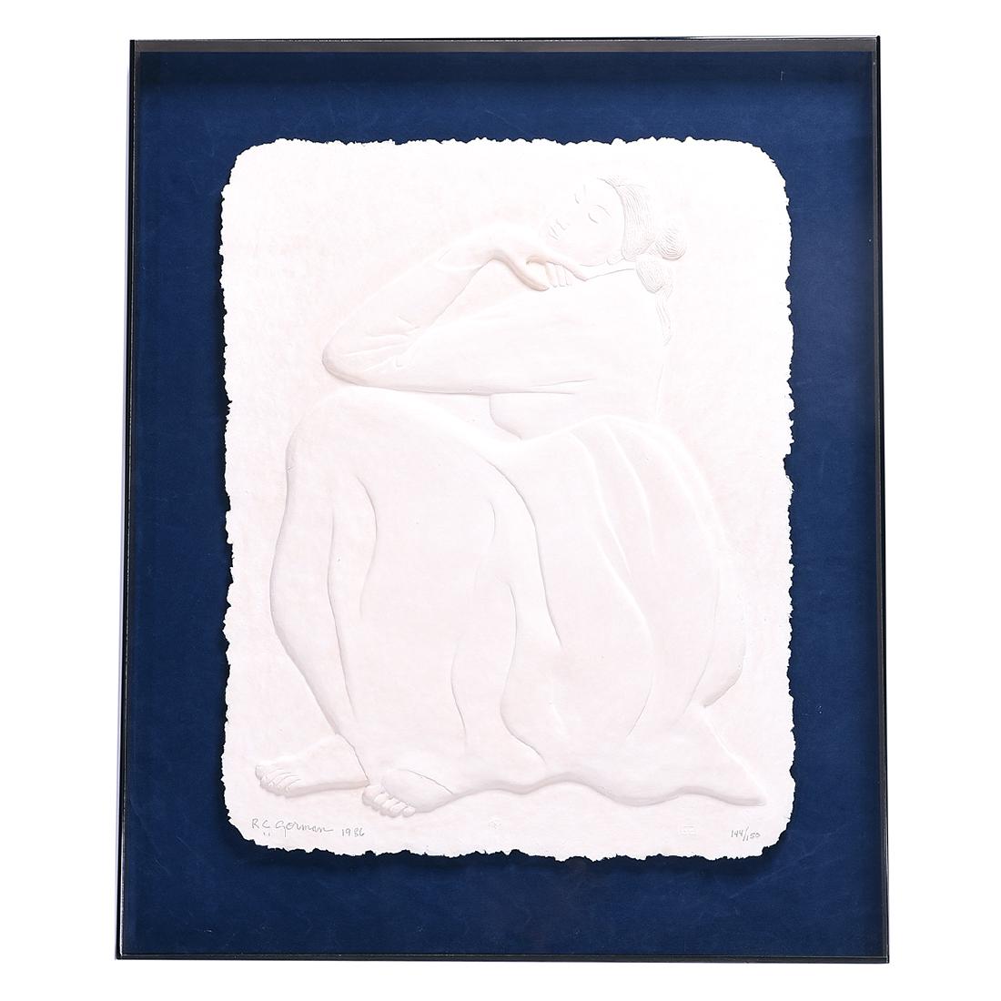 RC Gorman "Seated Woman" cast paper