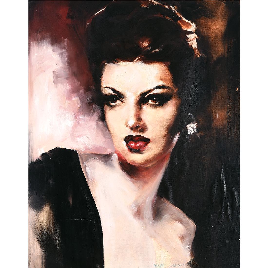 Henri Sabin "Portrait" oil on canvas