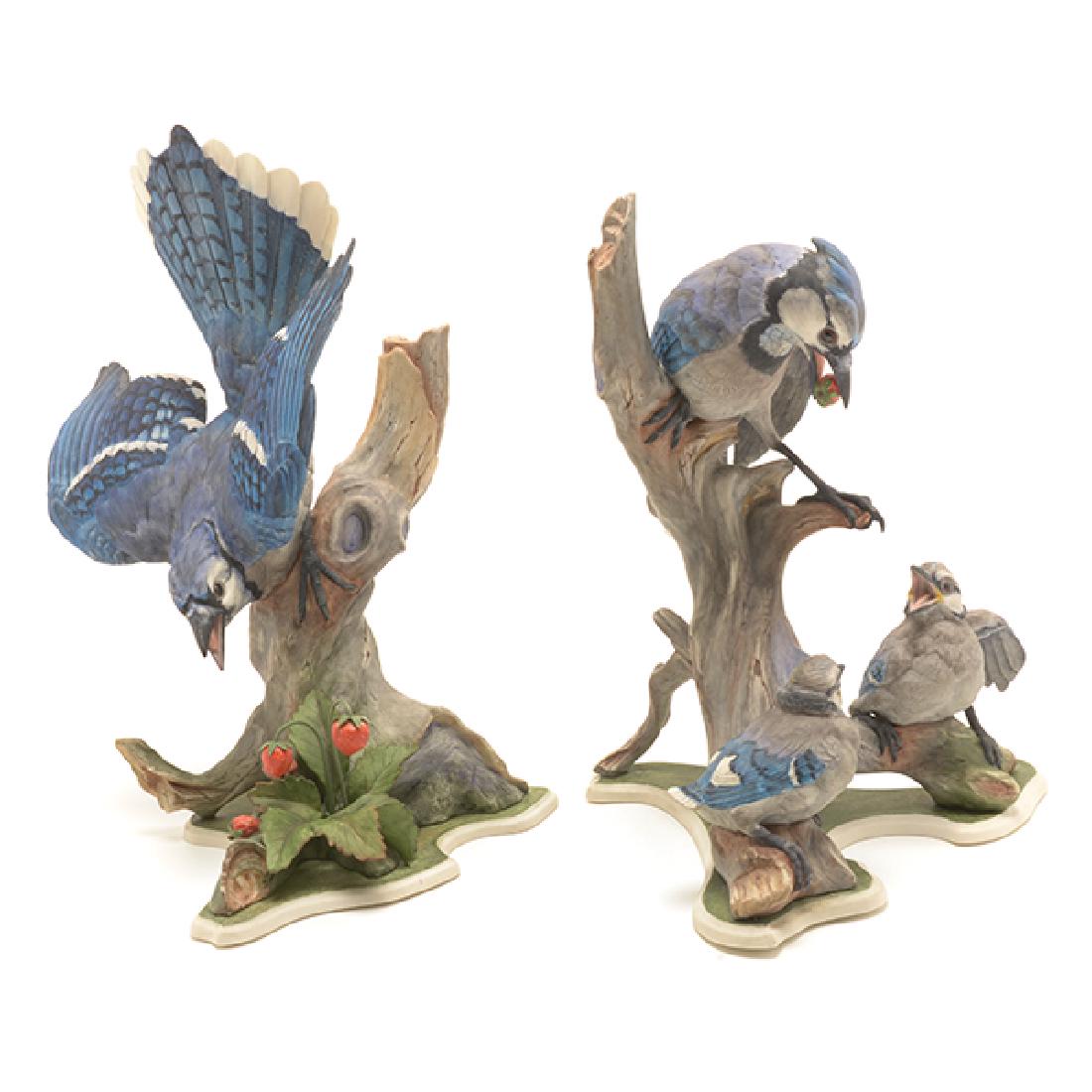 Two Boehm Bisque Figural Groups of Blue Jay Birds with