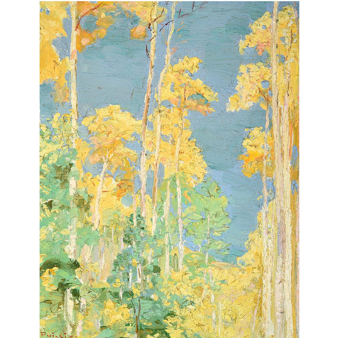 Bert Geer Phillips "Aspen Forest" oil on board
