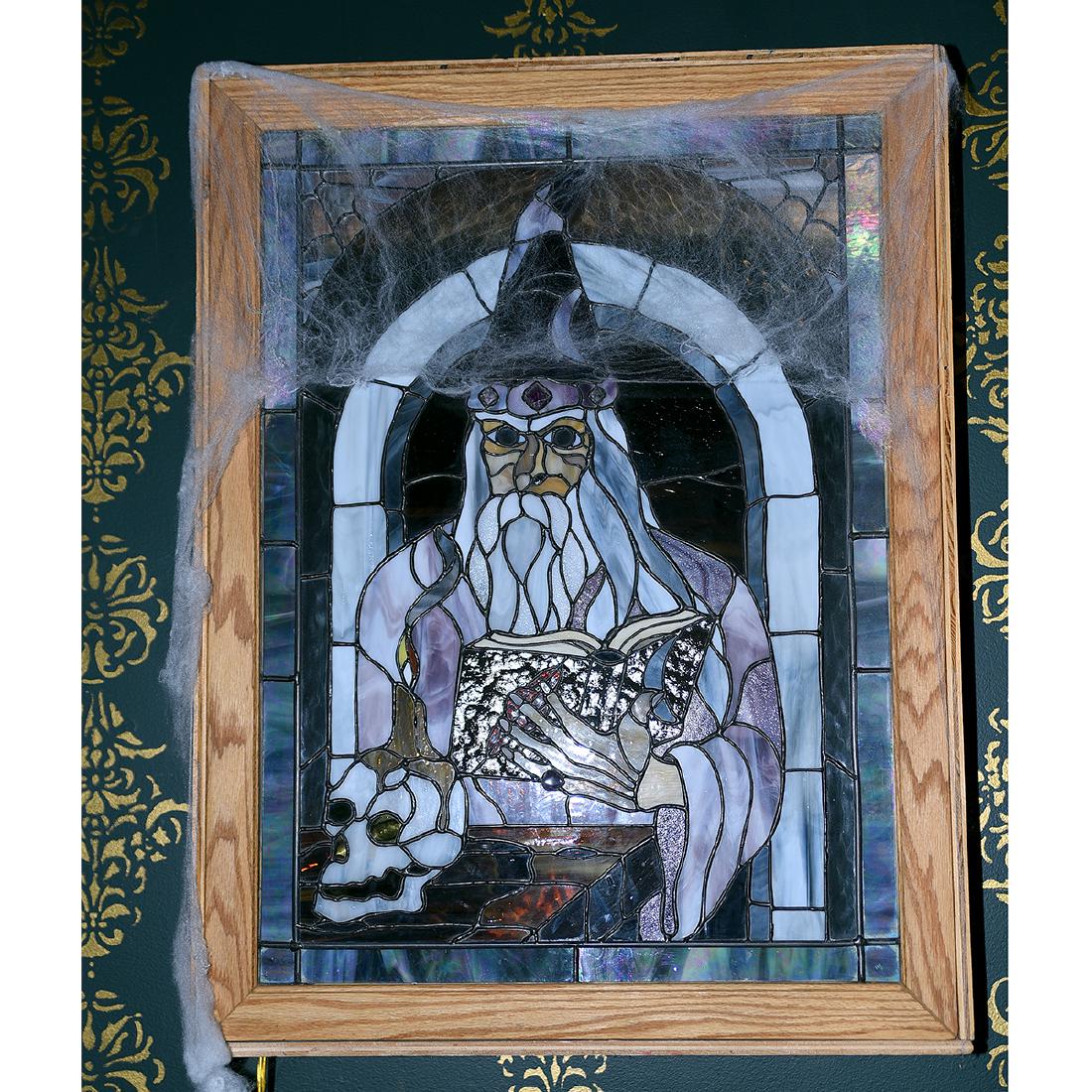 Stained Glass Window of a Wizard