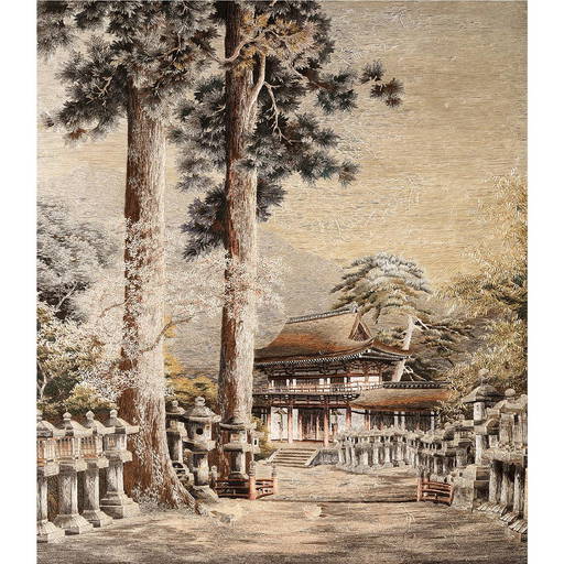 Japanese Embroidered Silk Landscape