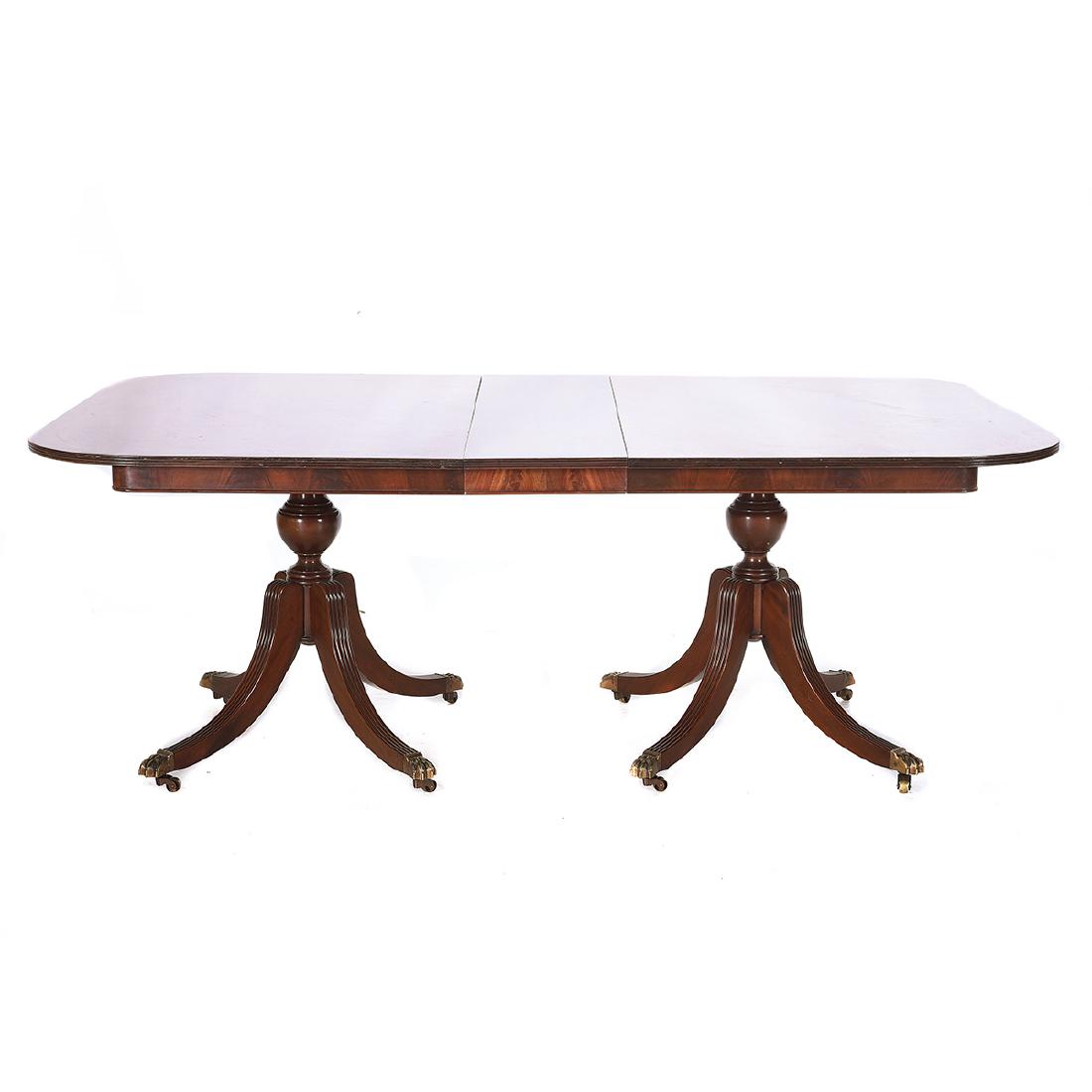 Regency Style Mahogany Double Pedestal Dining Table