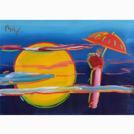 Peter Max "new Moon #76" Acrylic Over Serigraph On