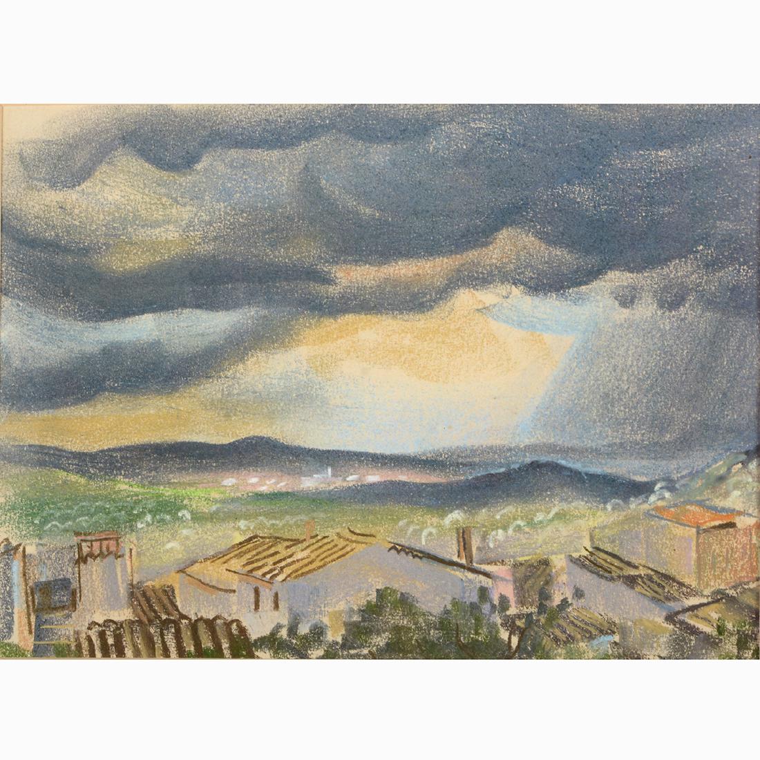 Richard Ziegler "Coming Rain" oil pastel on paper