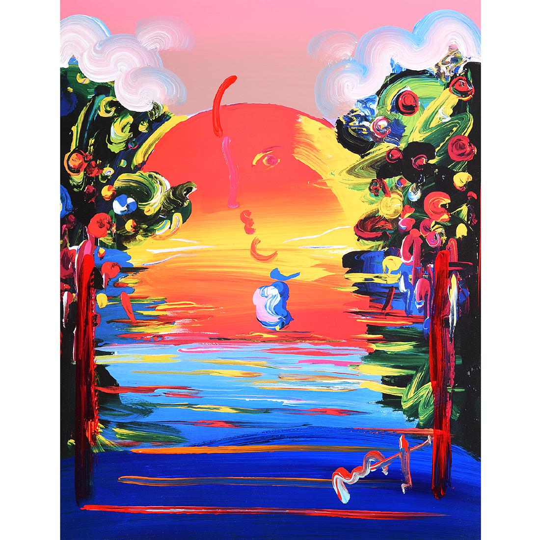 Peter Max "Sunset" acrylic over lithograph