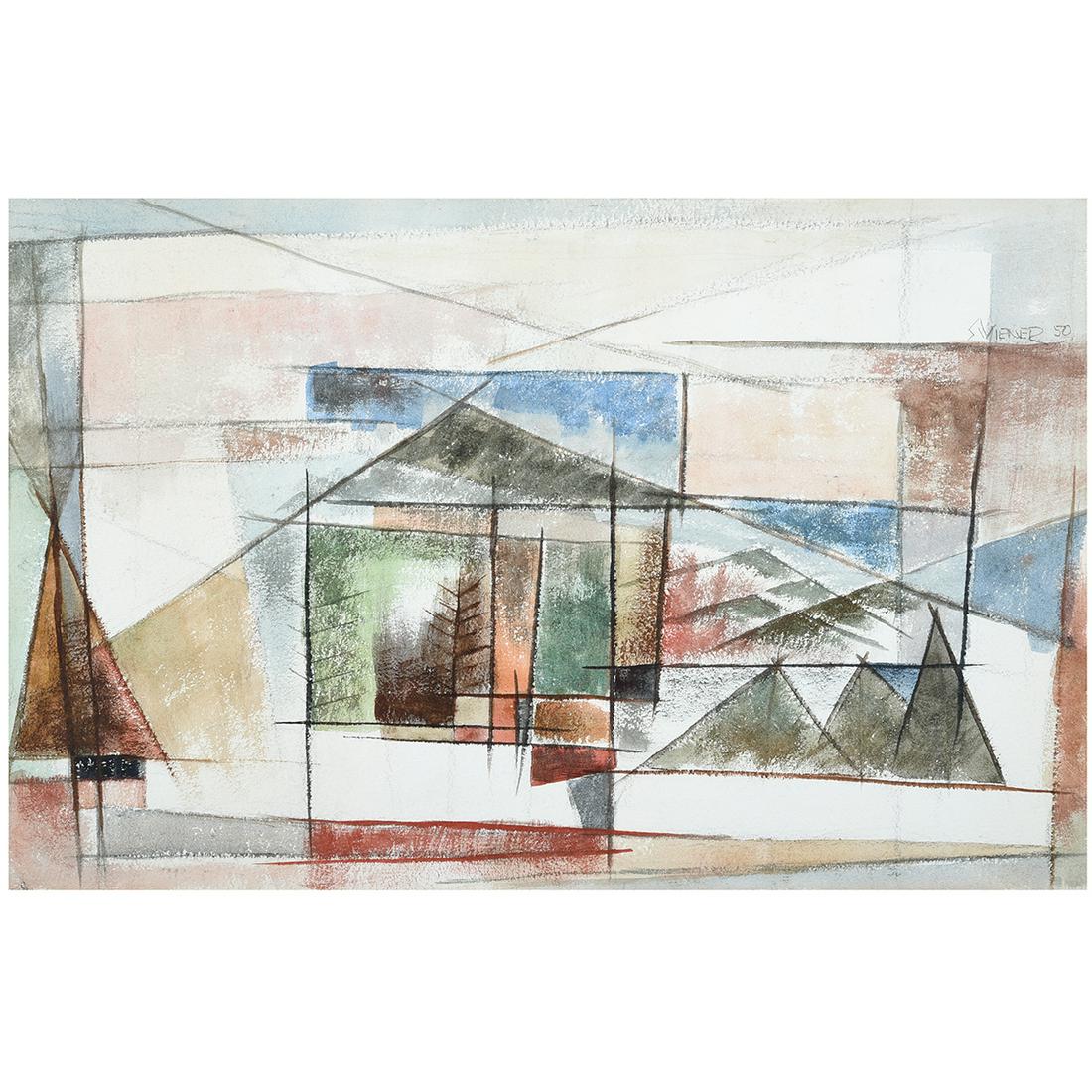 Sam Weiner "Cubist Landscape" watercolor and pencil - Mar 07, 2020 ...
