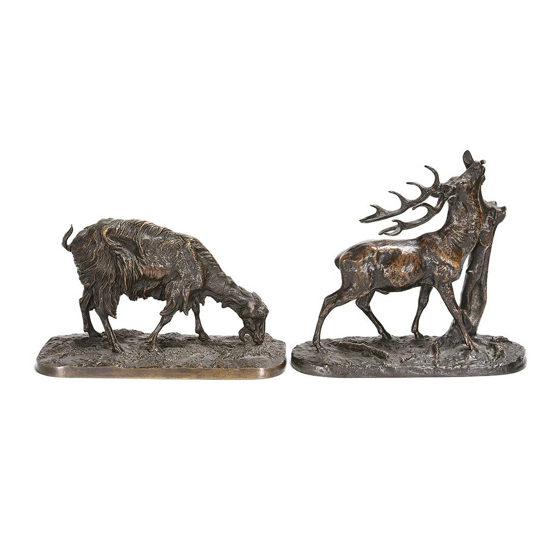 Two Bronze Sculptures After P.J. Mene, Stag and Goat. - Apr 11, 2020 ...