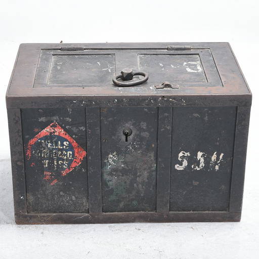 Antique Cast Iron Lock Box.