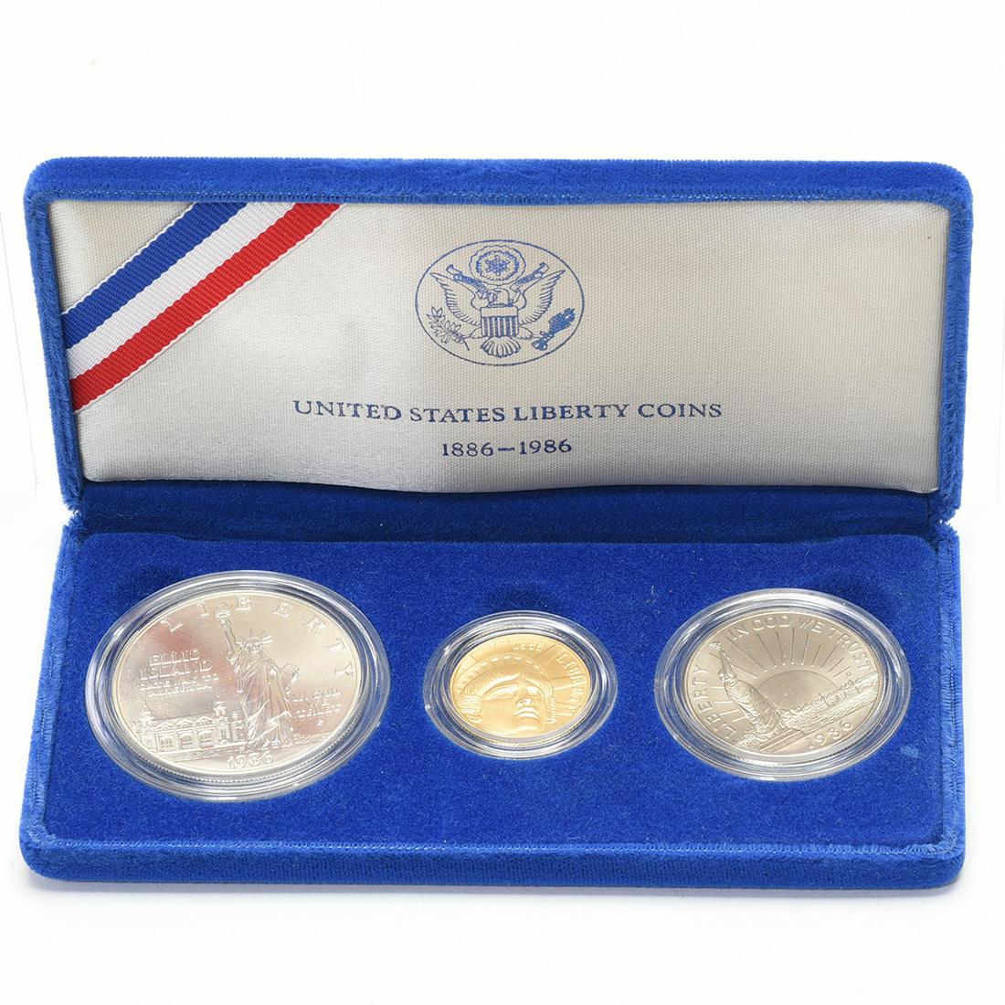 U.s. 1986 Liberty Coin Set With $5 Gold