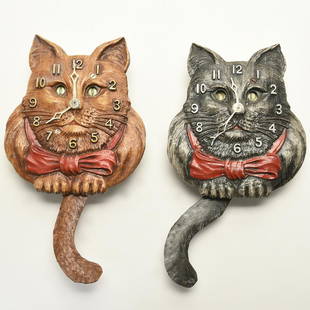 Lux Animated Black Cat Pendulette Clock