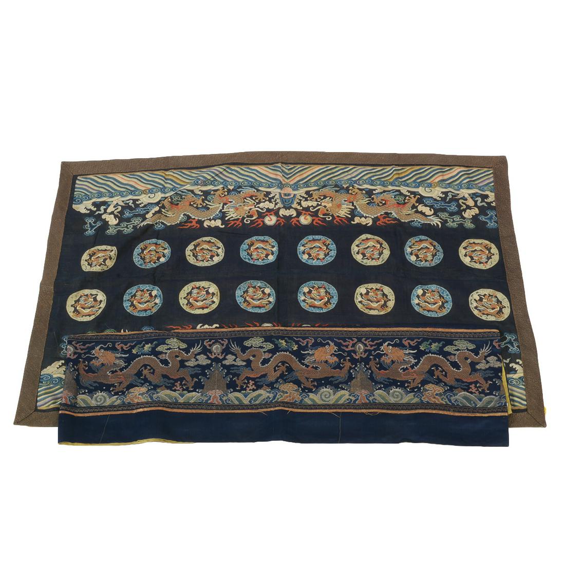 Two Chinese Kesi Dragon Panels.