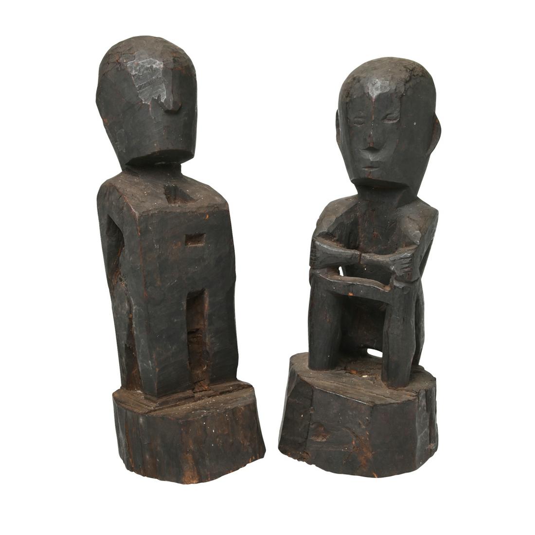 19th Century Ifugao Bulul Pair Male And Female Seated
