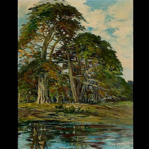 Sarah Cornelia Parke. Cypress Trees. Oil