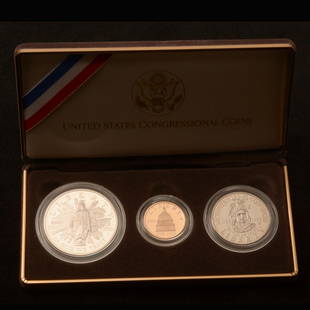 1989 Us Commemorative Congressional 3 Coin Set