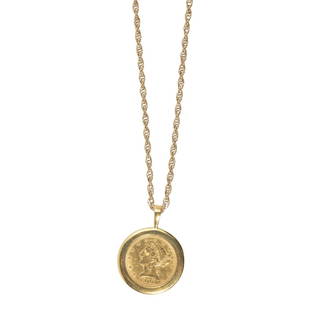 Lady Liberty Gold Coin, 14k Yellow Gold Pendant.