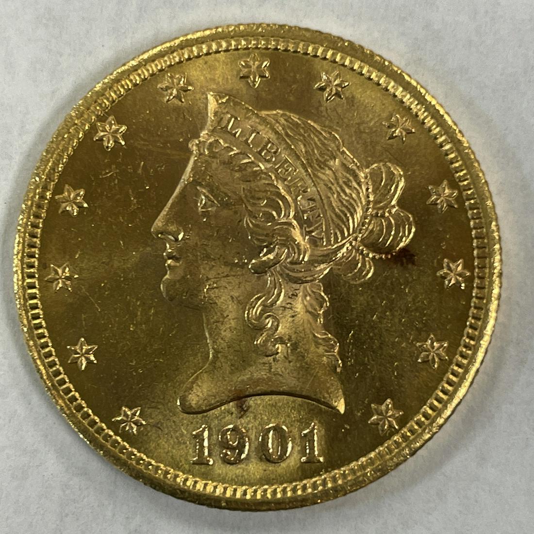 Us 1901(s) $10.00 Gold Liberty Head Choice Bu Condition