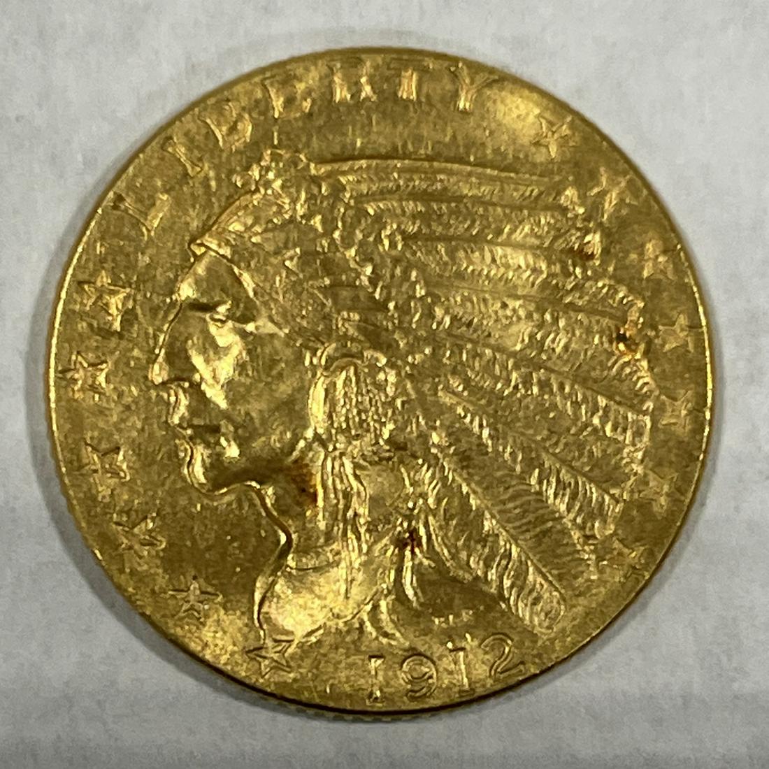 Us 1912 $2,5. Gold Indian Head Choice Bu Condition