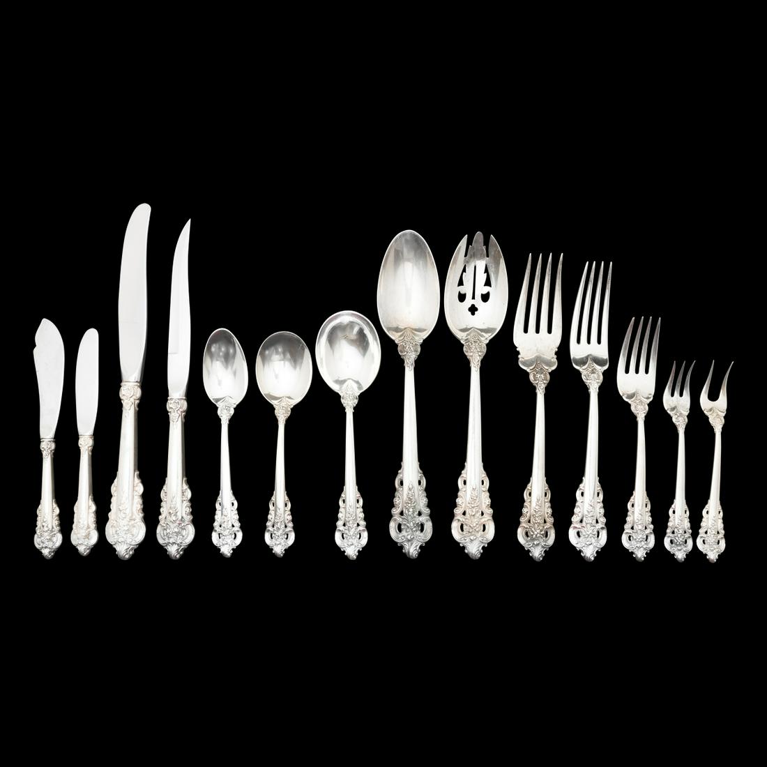 Extensive Wallace Grand Baroque Sterling Flatware Set
