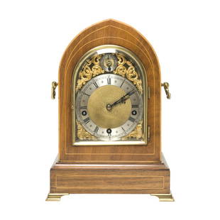 Winterhalder & Hofmeier Inlaid Mahogany Bracket Clock