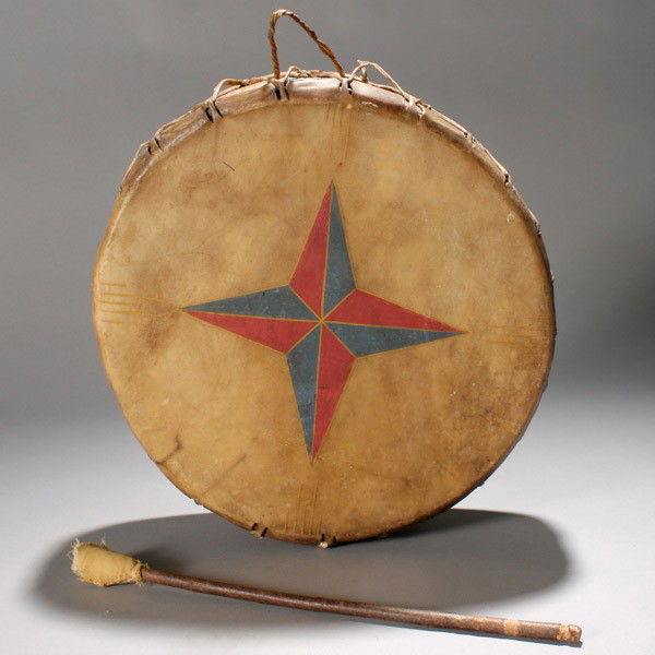 Native American Indian. Apache Painted Hide Drum