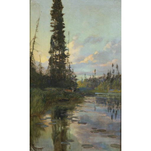 Joseph John Englehart, Sierra Stream At Sunset, Oil