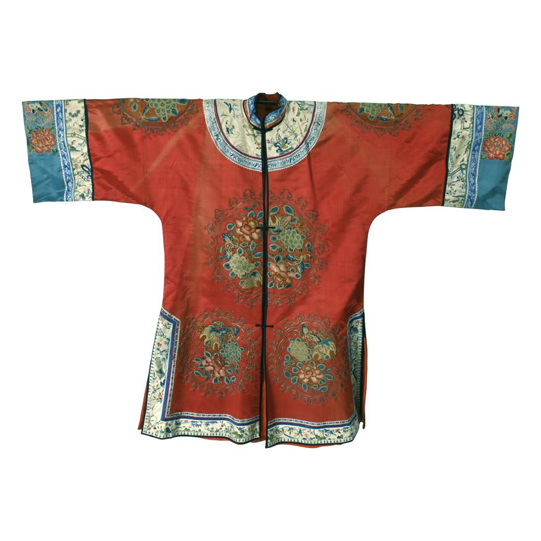 A Chinese Red Ground Silk Embroidered Robe - Oct 15, 2022 | Michaan's ...