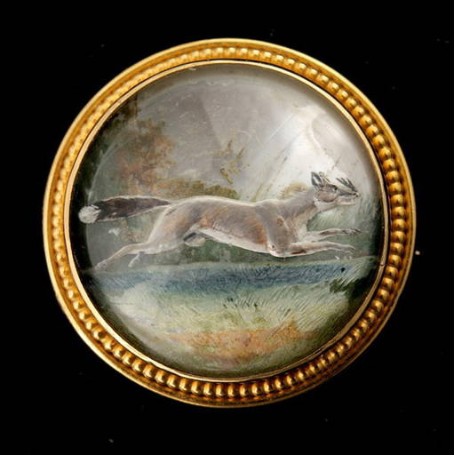 Essex Crystal Reverse Intaglio, 18k Y/g Brooch.