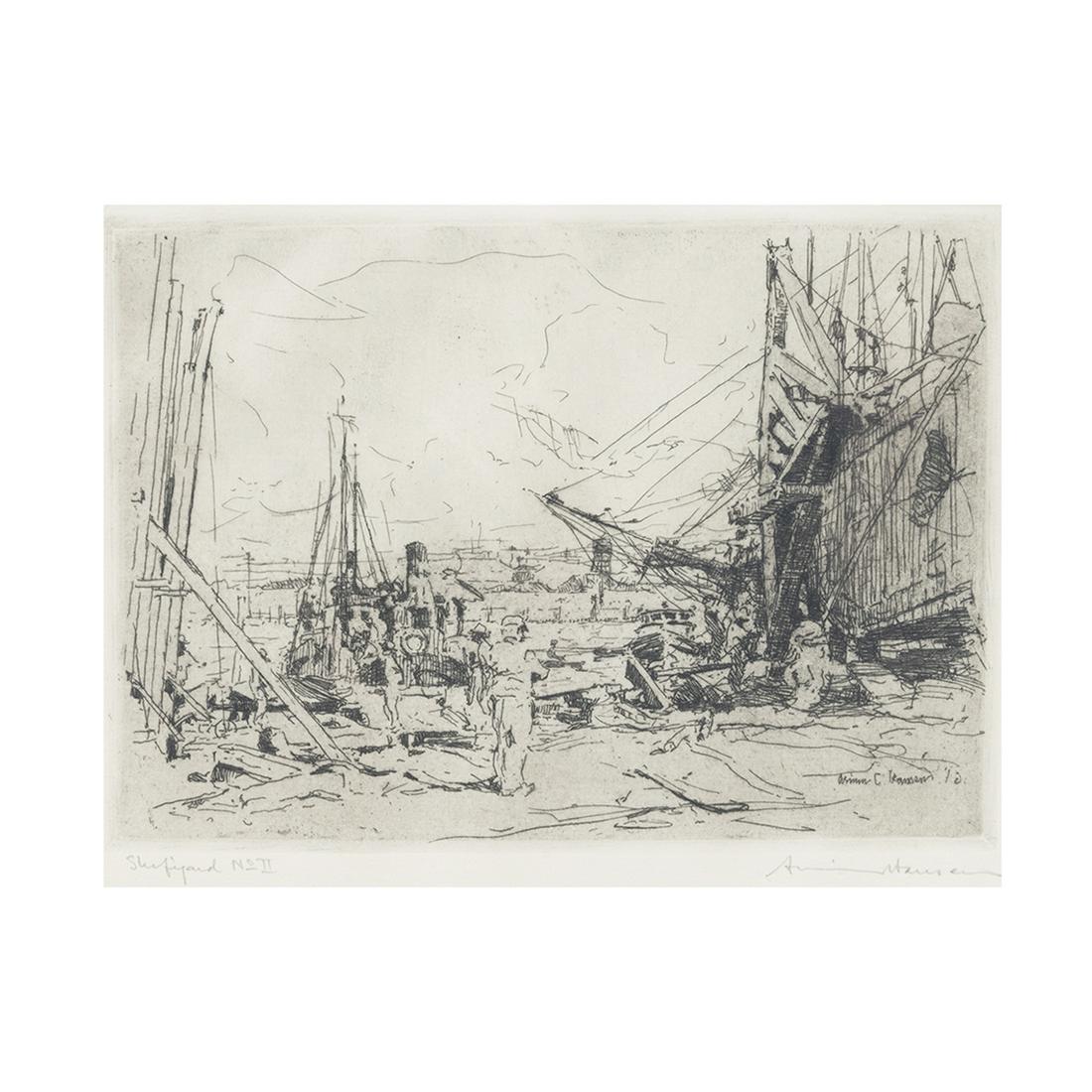 Armin Carl Hansen, Shipyard No. II, etching (#0284) on Mar 17, 2023 ...