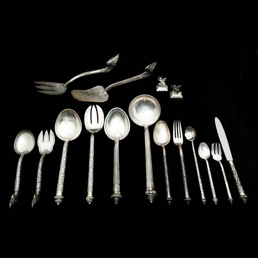 Cambodian .800/.900 Silver Flatware And Serving Pieces