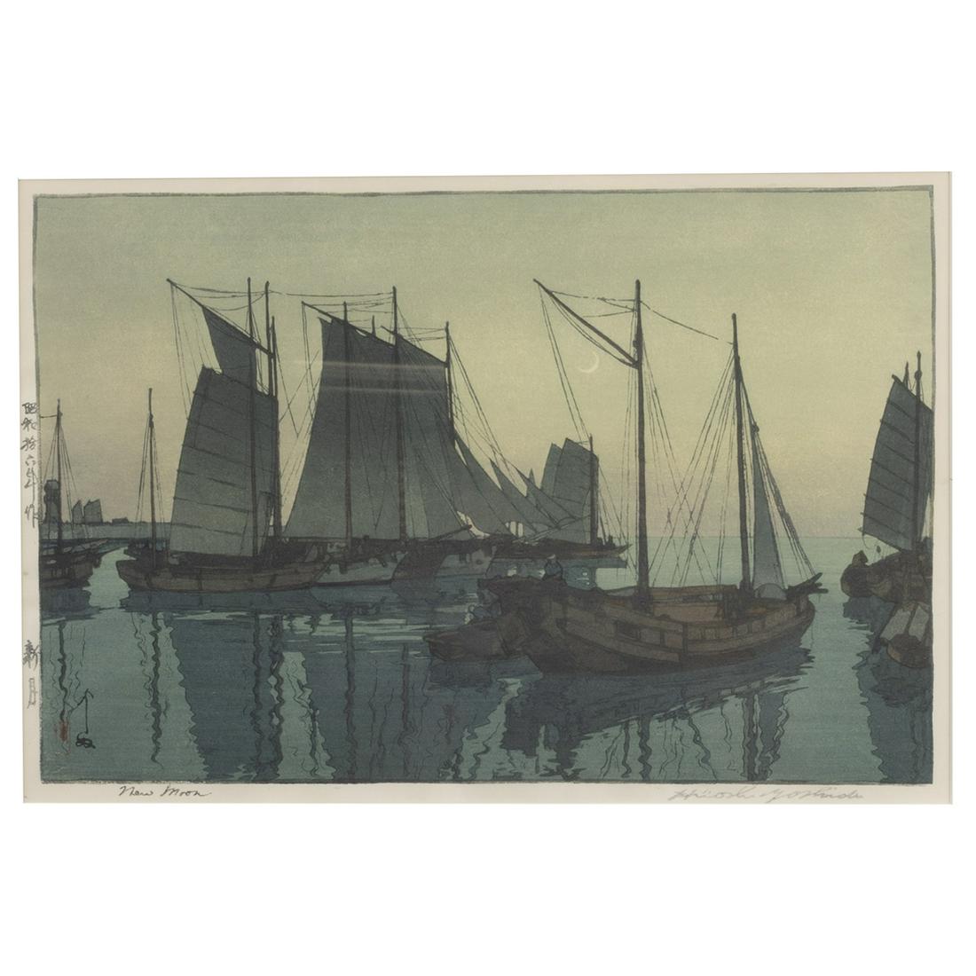 Hiroshi Yoshida, New Moon, Woodblock Auction