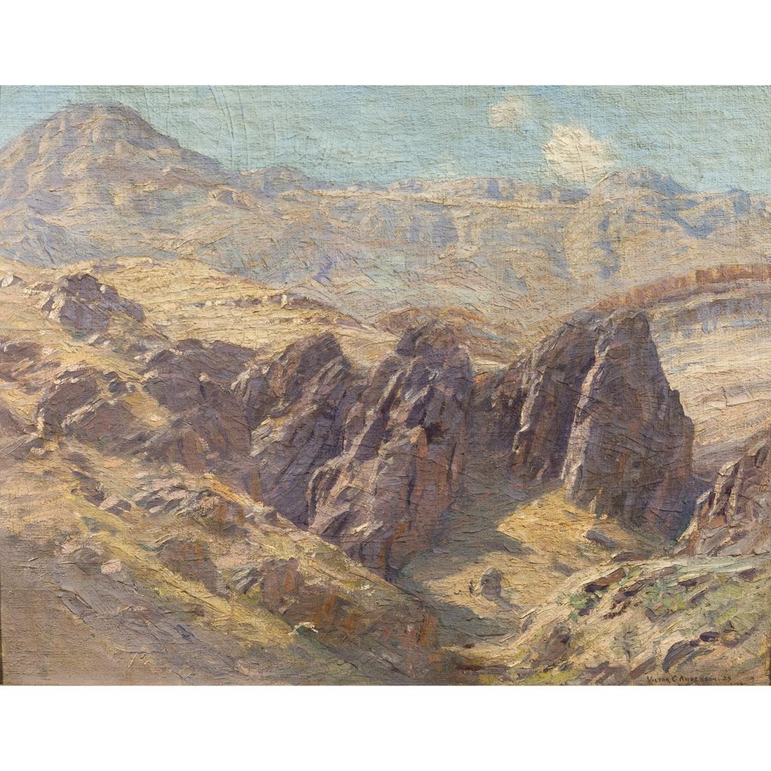 Victor C. Anderson, Desert Landscape, Oil Auction