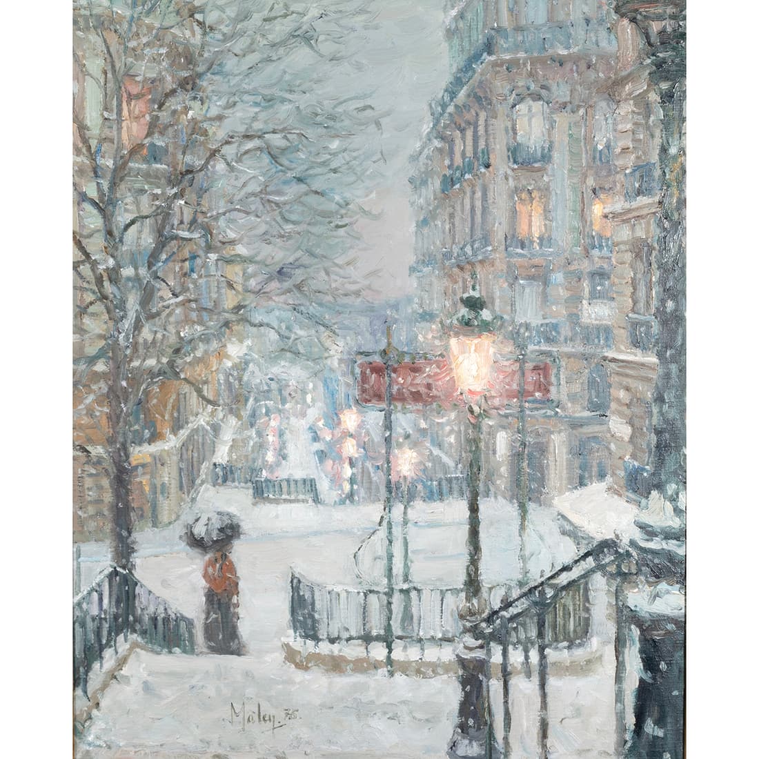 Alan Maley, Street Scene, Oil Auction