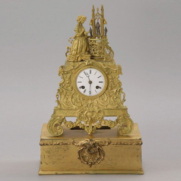 1007: Gothic Revival Japys Freres Statue Clock